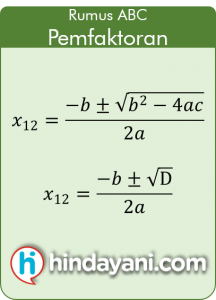 Contoh cara pemfaktoran aljabar persamaan kuadrat rumus Abc